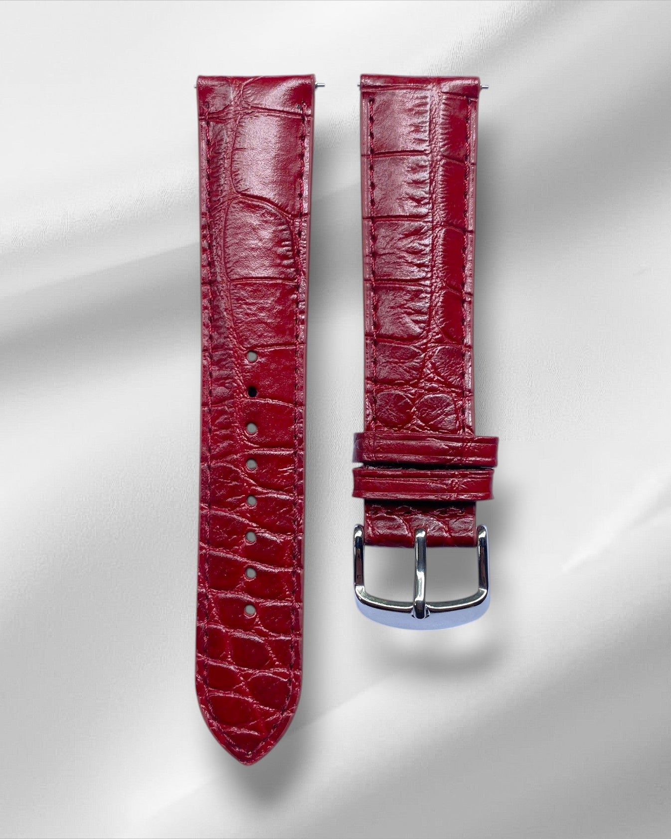 Burgundy Croc Pattern Full Grain Leather Watch Strap | Premium Quality ...